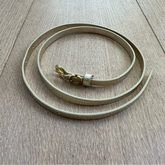 Accessories | Womens Thin Gold Metallic Belt 32 | Poshmark